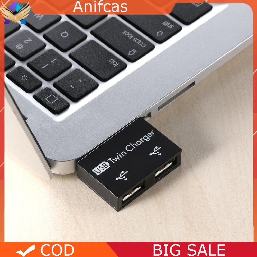 USB2.0 Male to Twin Charger Dual 2 Port USB Splitter Hub Adapter ...