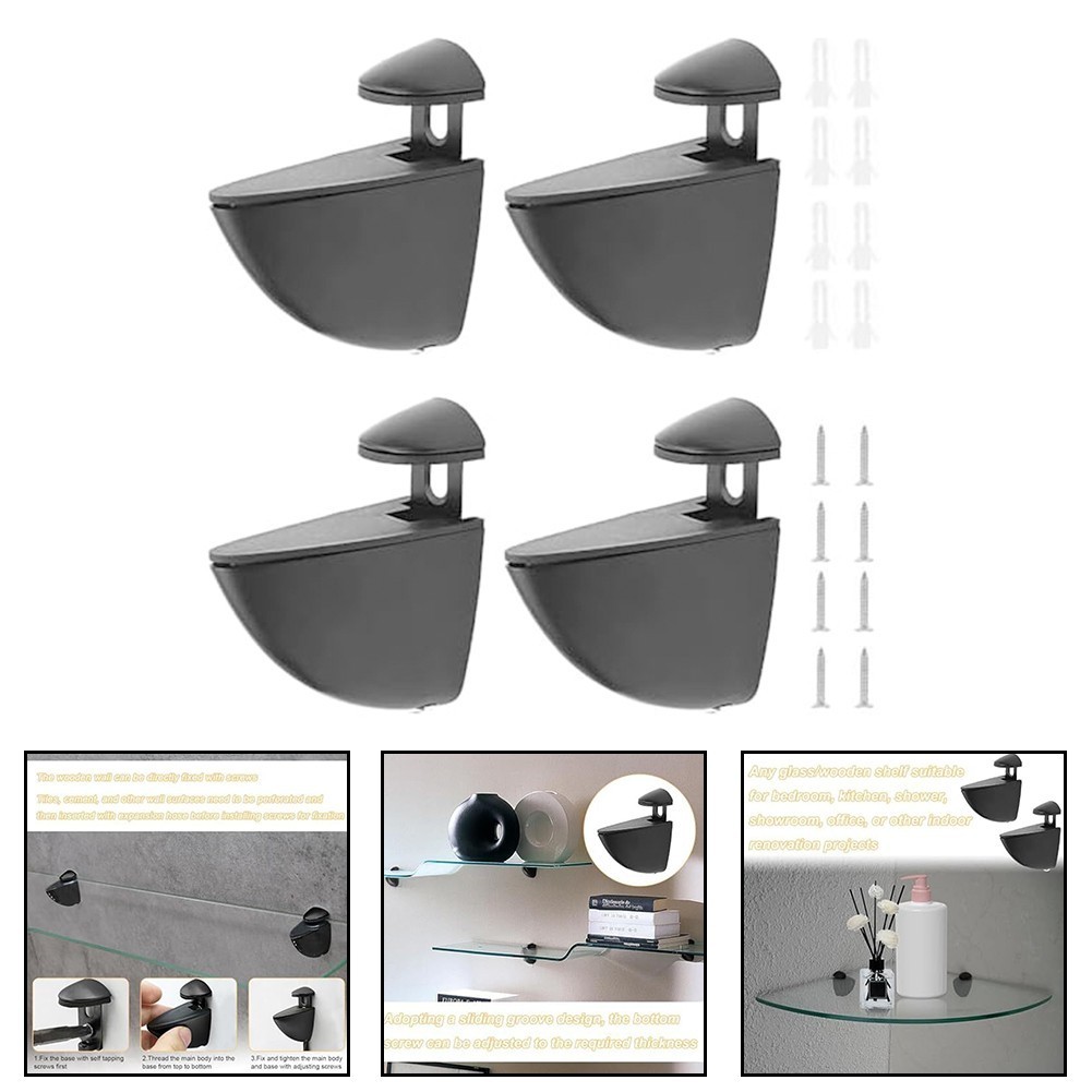 (THEBEST) 4-piece glass shelf brackets Adjustable glass brackets for ...