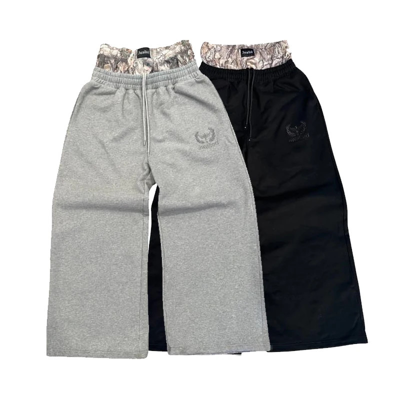 Y2K Retro Sweatpants Double Waisted Embroidered Camouflage Pattern Wide ...