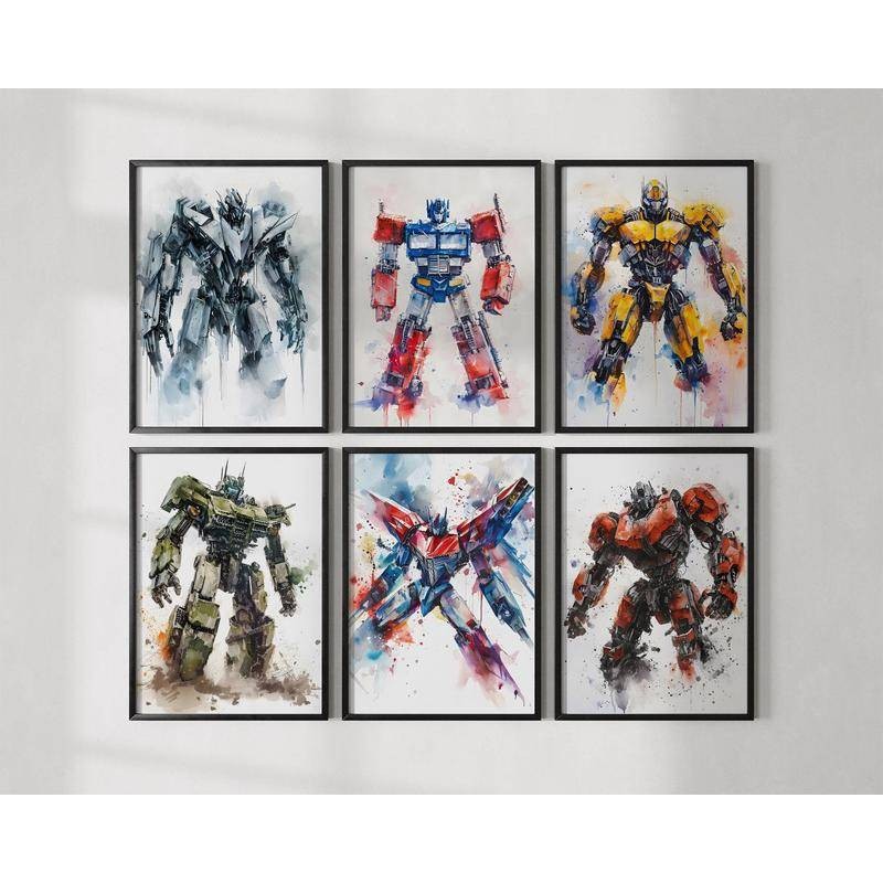 Transformers Prints Watercolor Posters Video Game Print Wall Art Room ...
