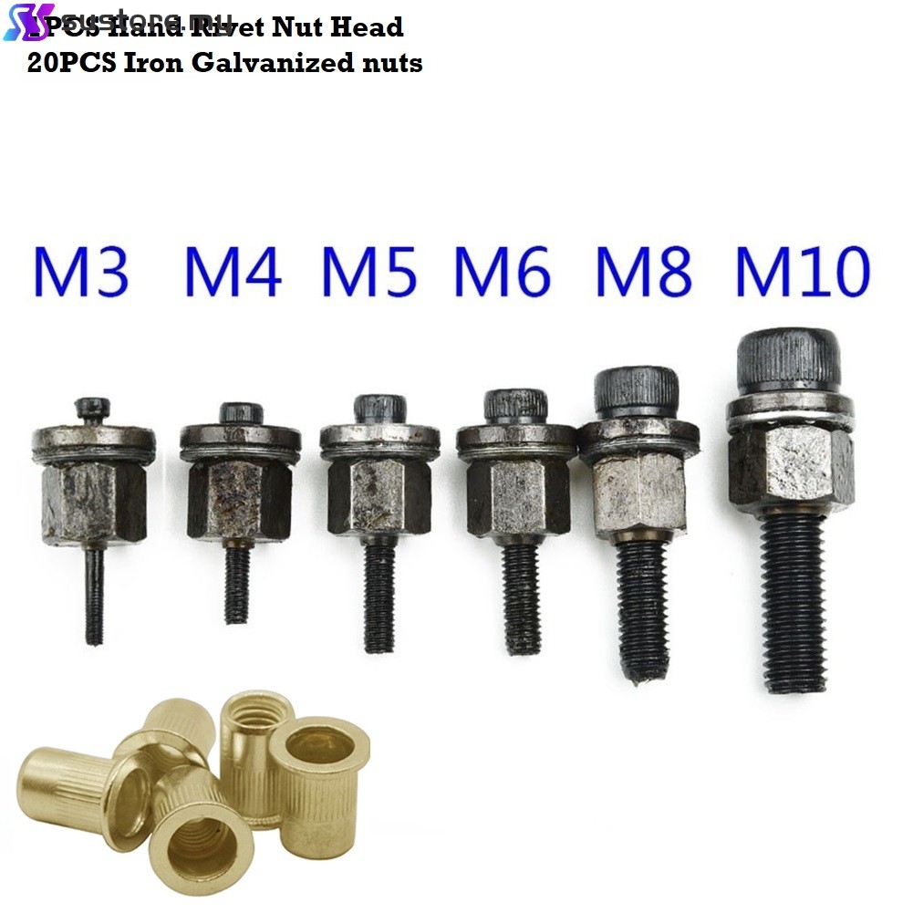 [Super]21PCS Hand Rivet Nut Head Nut set M3-M12 For Hand Rivet Tool ...