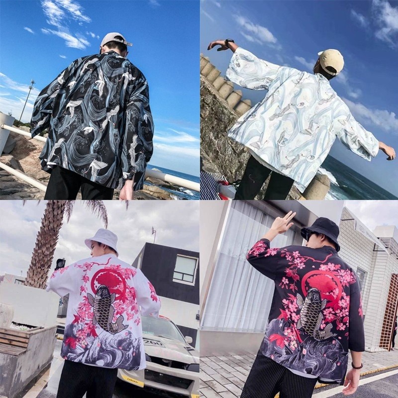 Kimono Unisex Yukata Woman Men Japanese Streetwear Samurai Costume ...