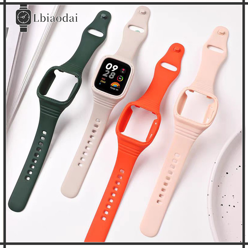 Silicone Case Strap for Redmi Watch 3 ACTIVE/ Redmi Watch 3 Lite Smartwatch Cover Sport Rubber ...