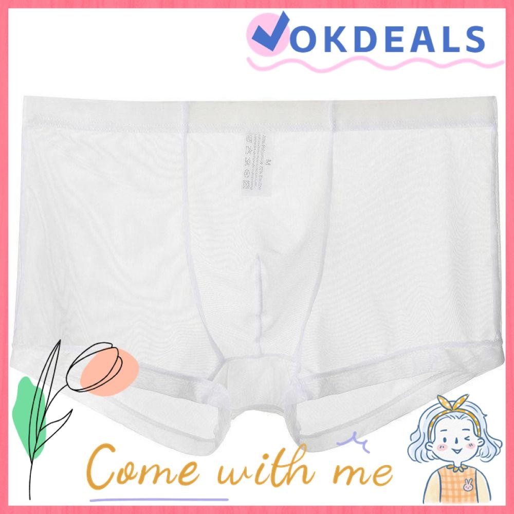 OKDSHOP Men's Underwear, Briefs Low-waist Transparent Boxers, Bulge Ice ...