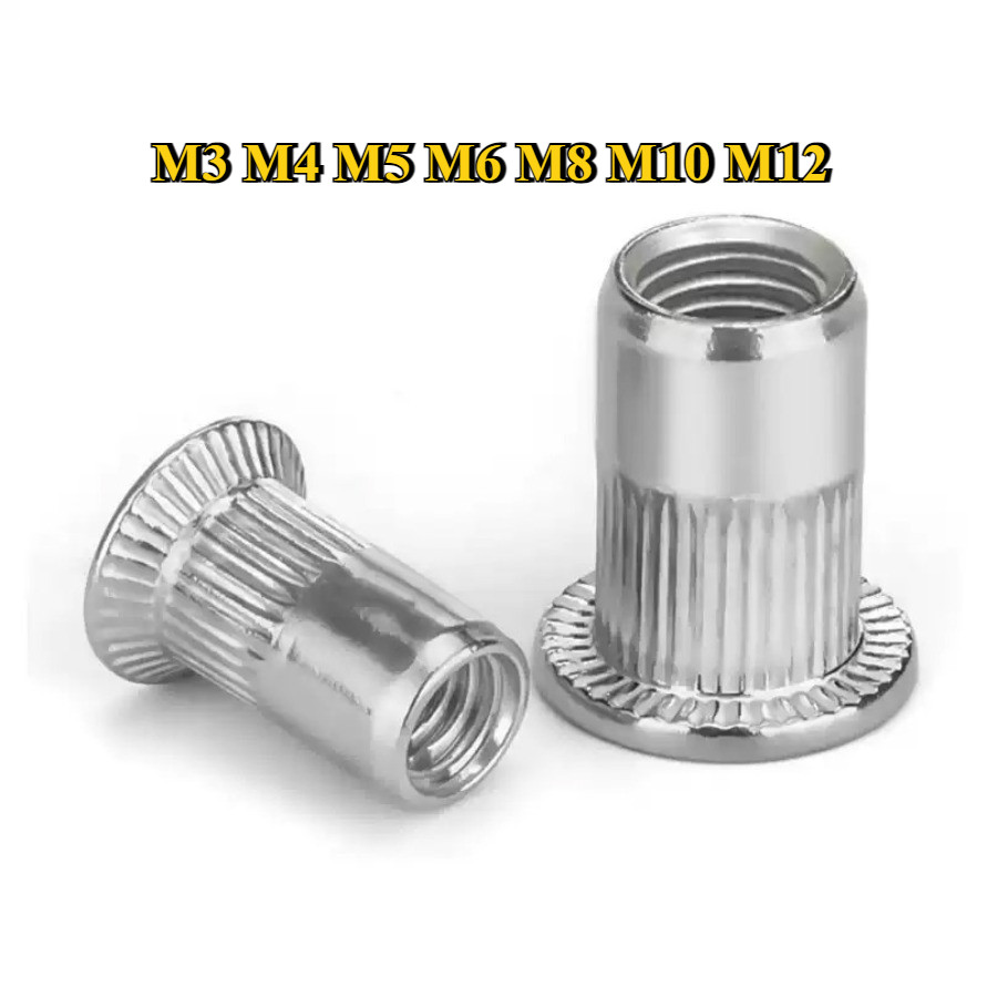 Rivet Nut Flat M3 M4 M5 M6 M8 M10 M12 304 Stainless Steel Strong Secure Connection Threaded ...