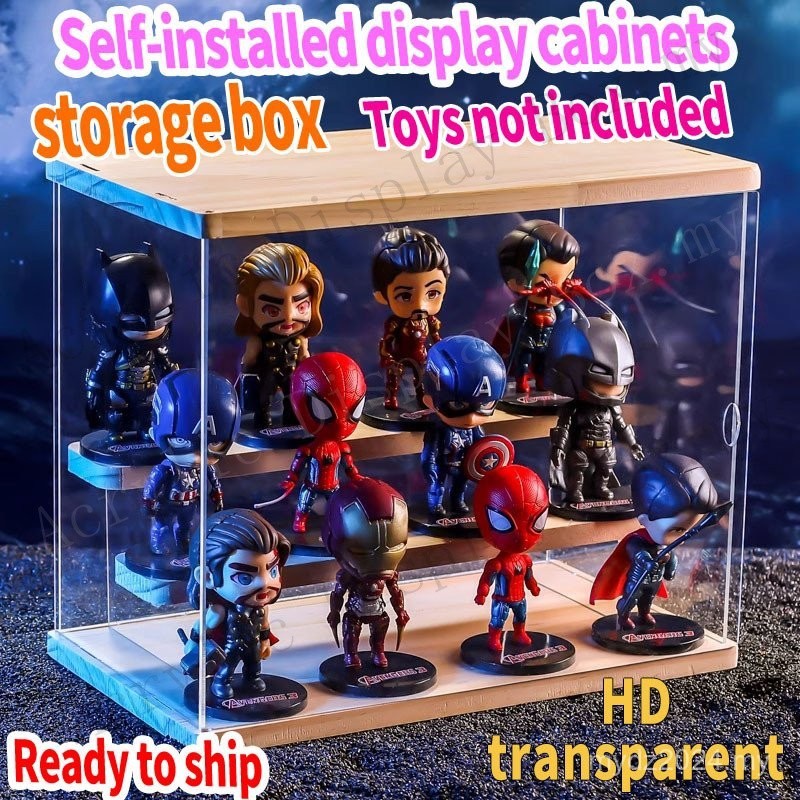️Transparent Acrylic Display Box Art Toy Storage Cabinet Solid Wood ...