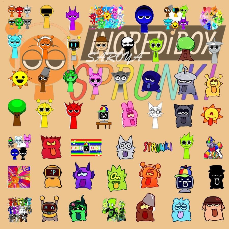 52 pieces Sprunki Stickers Sprunki Incredibox Wenda Gray Oren Raddy ...