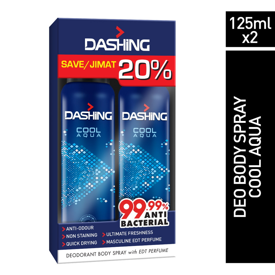 DASHING Deodorant Spray Perfume Cool Aqua 2x125ml | Shopee Malaysia