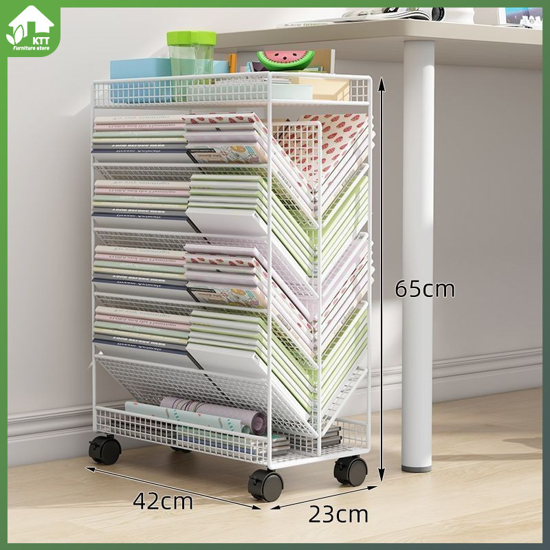 Bookshelf Cabinet Rack Storage Desk Small Bookshelf Movable High School ...