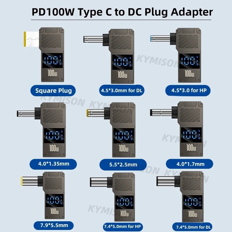 PD100W Type C to DC Plug Converter Female USB C to DC Male Jack Laptop ...