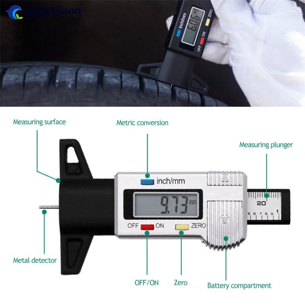 NOBELJIAOO Digital Car Tyre Tire Tread Depth Gauge Meter Auto Tire Wear Detection Measuring Tool ...