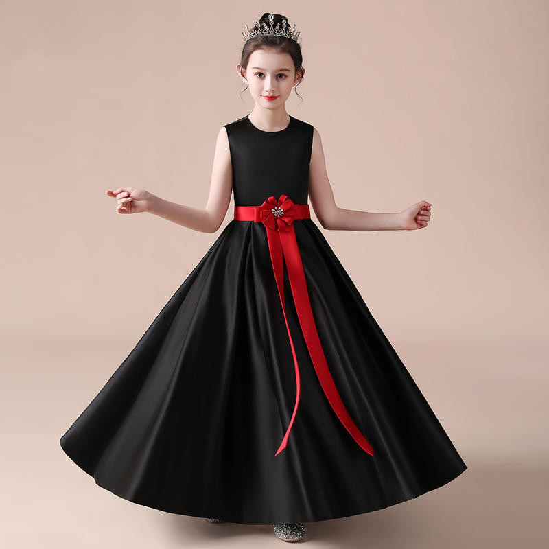 Girls Black Sleeveless Dress Music Festival Piano Violin Performance ...