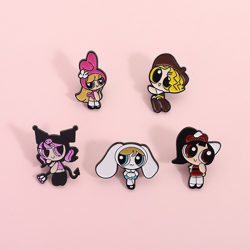 Cartoon The Powerpuff Girls Brooch Pins Anime Sanrio Movie Characters ...