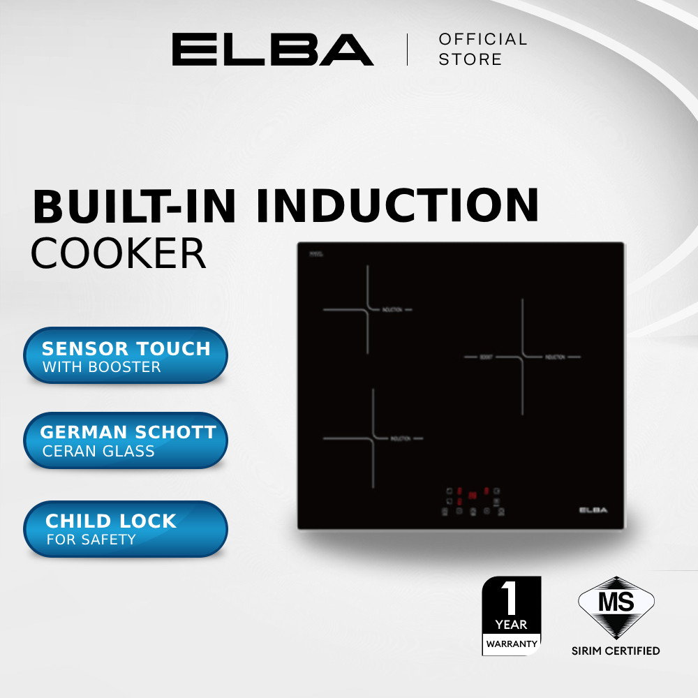 ELBA Built-in Induction Cooker EIC-K6083ST(BK) - 3 Cooking Zones, 9 ...