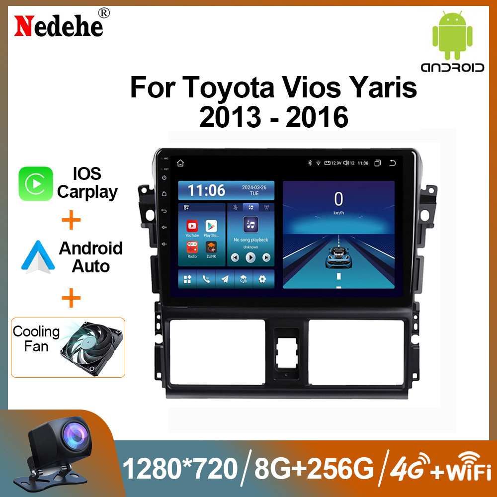 Android Player For TOYOTA VIOS 2014-2016 with Mask Carplay Android Auto ...
