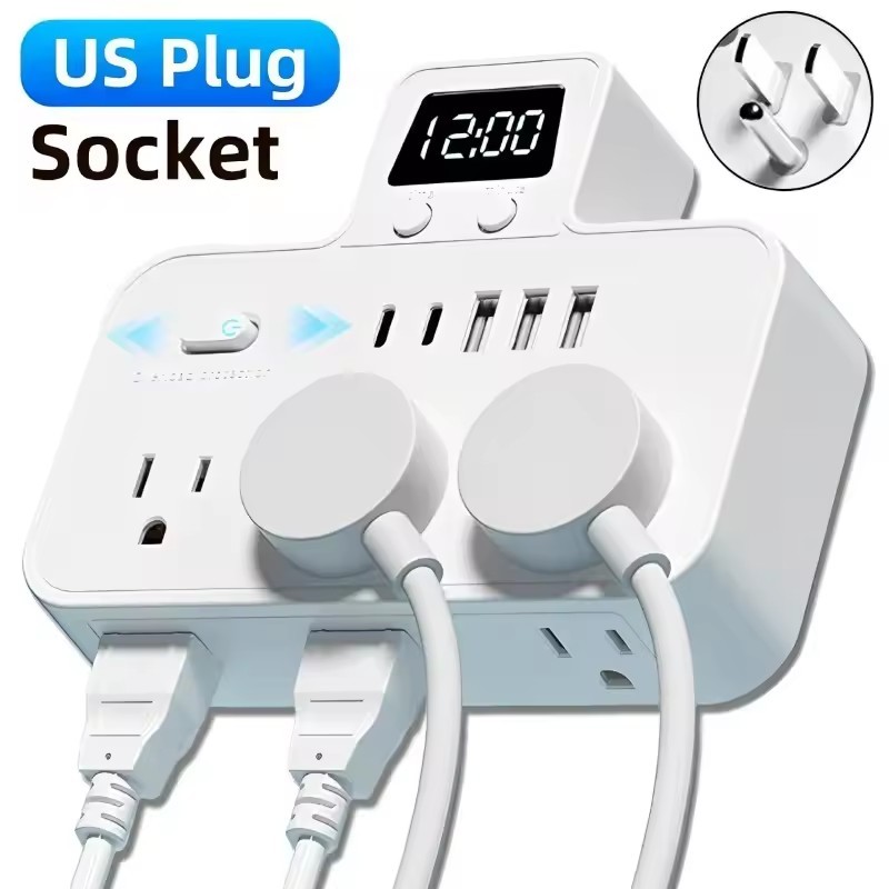 11 IN 1 US Plug Power Outlet - 6 AC Outlets 5 USB Type C Fast Charge ...