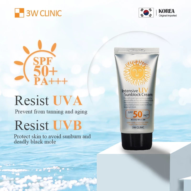 3W CLINIC Sunscreen Sunblock Cream Prevent Intensive UV SPF50+ PA ...
