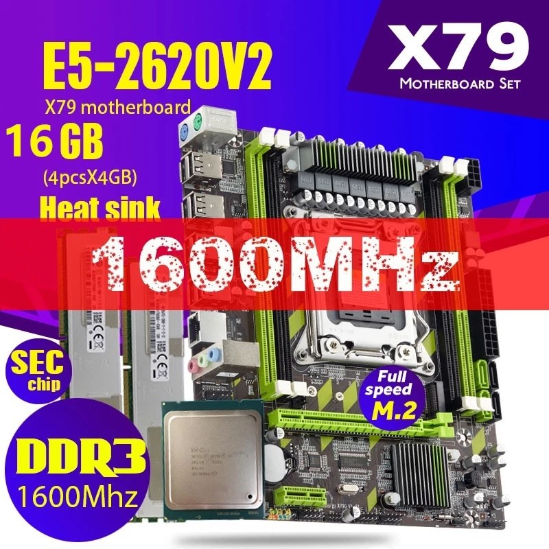 X79 X79G Motherboard LGA2011 Combos E5-2620 V2 E5 2620 V2 CPU 2pcs x 4GB = 8GB DDR3 RAM 1600Mhz ...