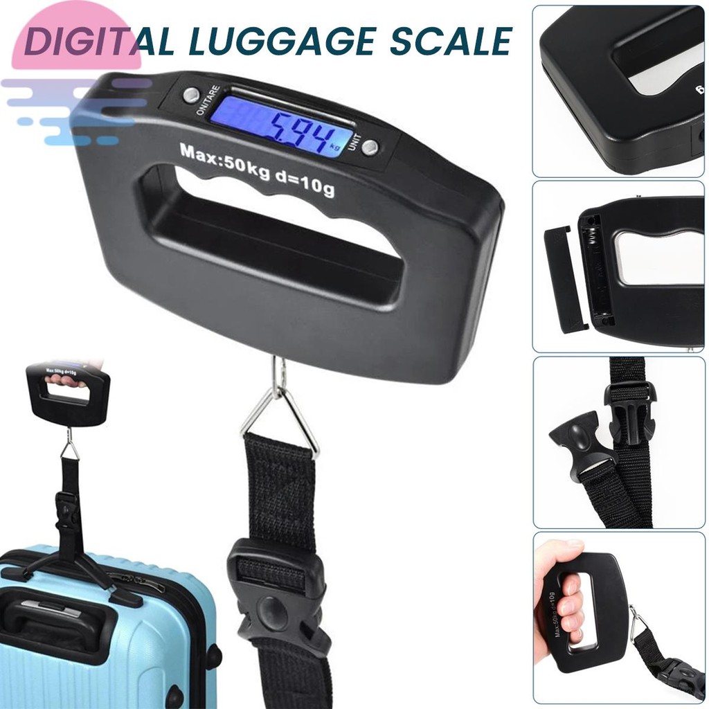 Digital Luggage Scale Portable Hanging Suitcase Scale 50kg/110lb Handheld Electronic Scale with ...