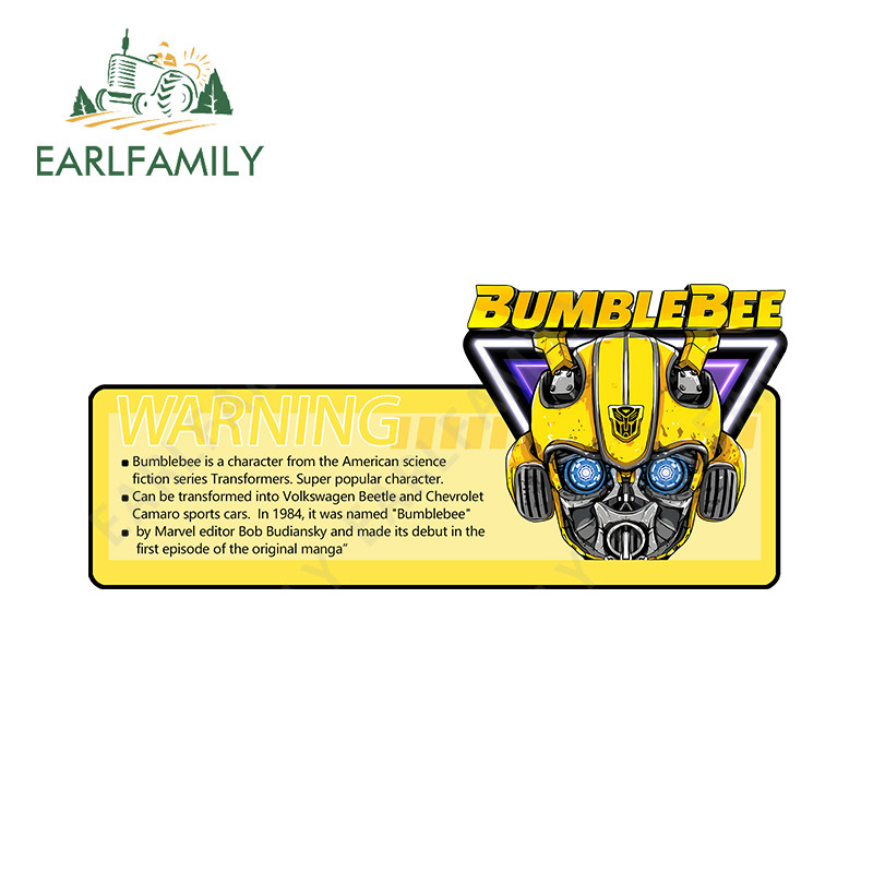 EARLFAMILY 13cm Bumblebee Warning Car Sticker Personality Windshield ...