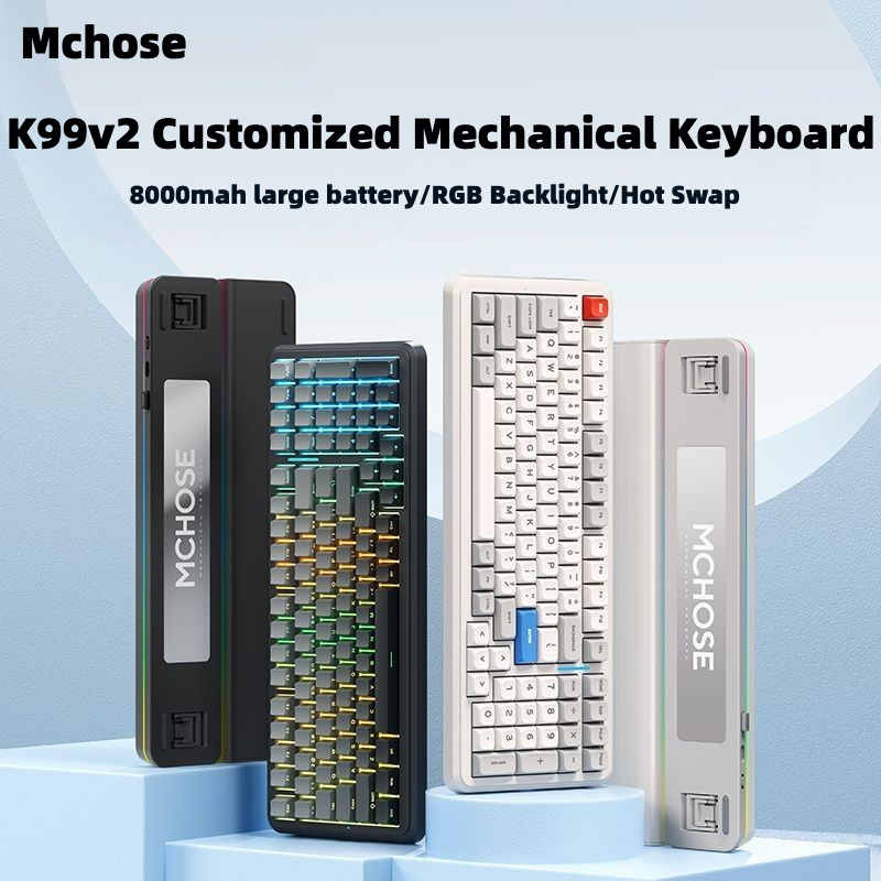 MCHOSE K99 V2 Custom Mechanical Keyboard Gasket Structure 2.4g Wireless Bluetooth Three-mode RGB ...