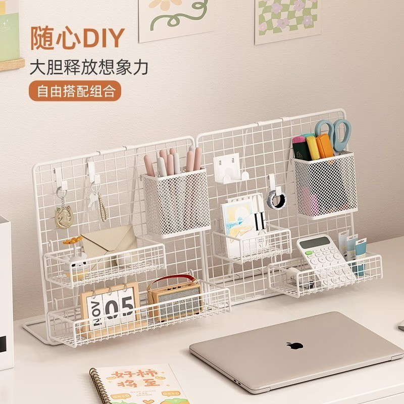 Student Desk Hole Board Desktop Shelf Desktop Bookshelf Storage Rack ...