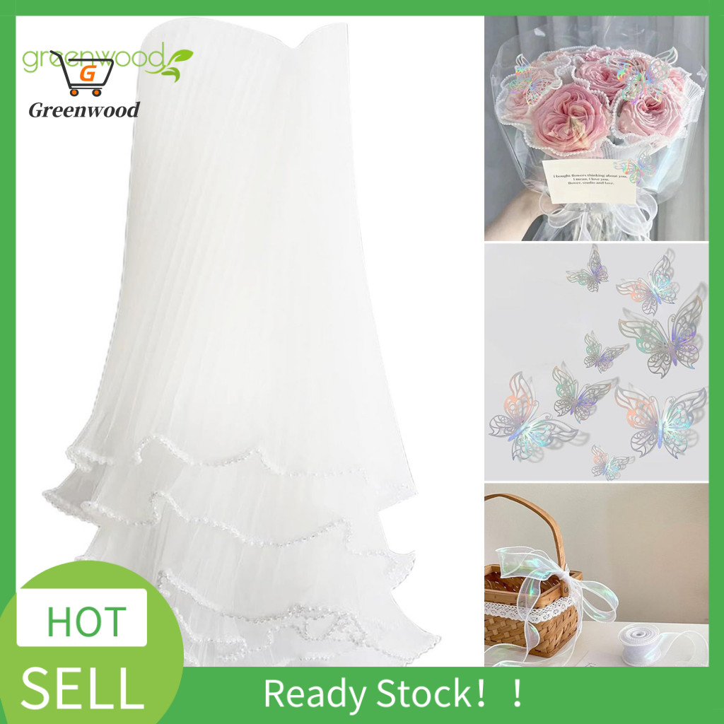 GRE Pleated Stretchable Lines Bouquet Wrap Bouquet Packaging Set White ...