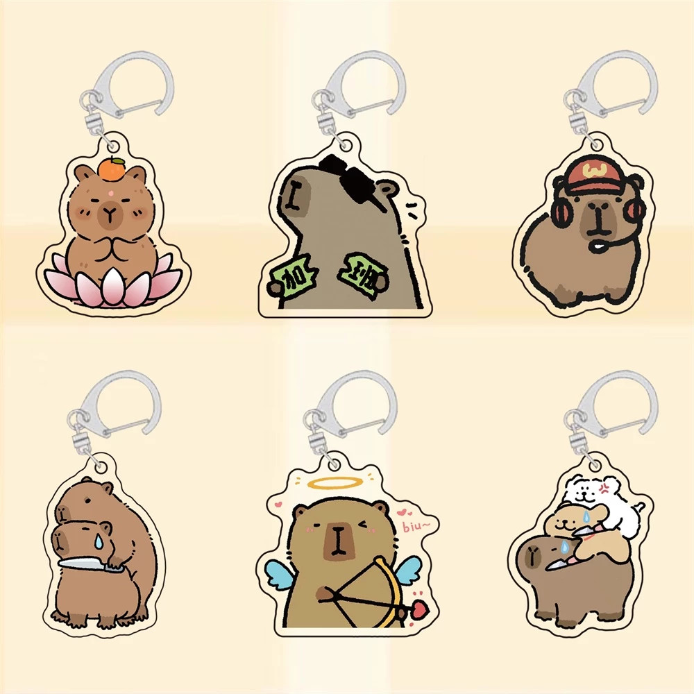 Capybara Key Chain Cartoon Cute Capybara Acrylic Keychain Mobile Phone ...