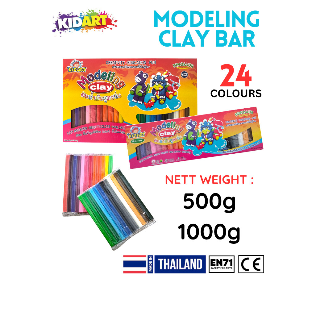 [ KIDART ] 500g/1000g Modeling Clay Bar 24 Colors Set | DIY Gift Set ...