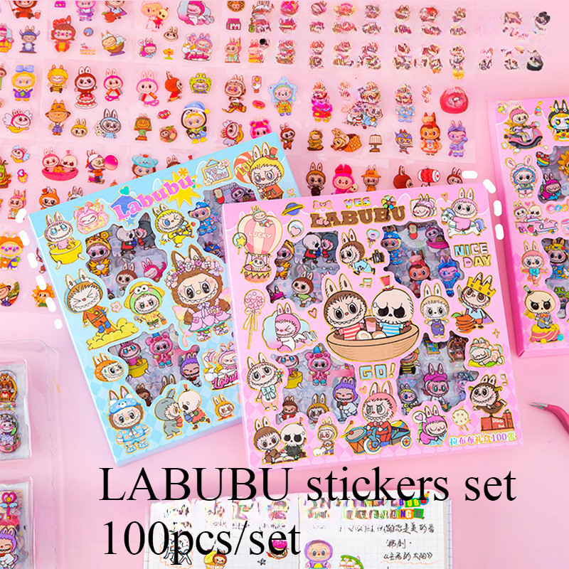 100PCS Set Labubu Decorative Sticker Cute Stickers Hand Account Journal ...
