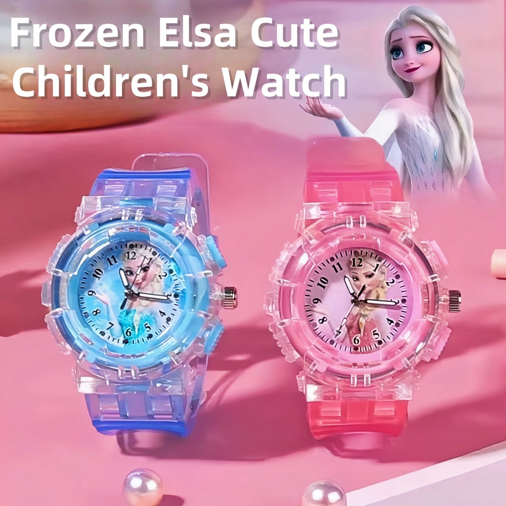 【with box】Frozen Elsa Princess Children quartz watch cartoon plastic ...