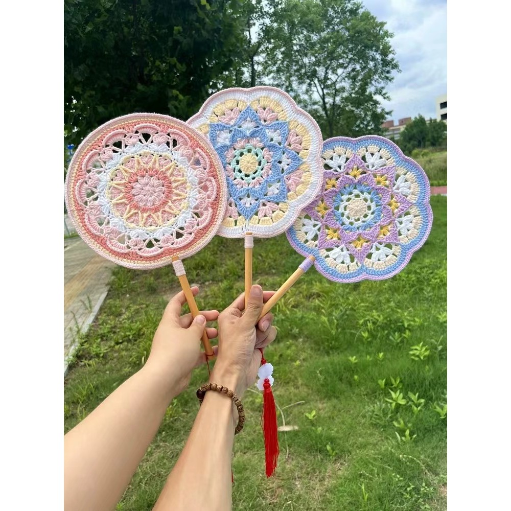 Chinese Handmade Wool Crochet Fan DIY Disassembly Kit Homemade Crafts ...