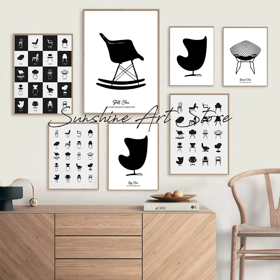History of Chairs Poster Iconic Chairs Poster Canvas Painting Modern ...