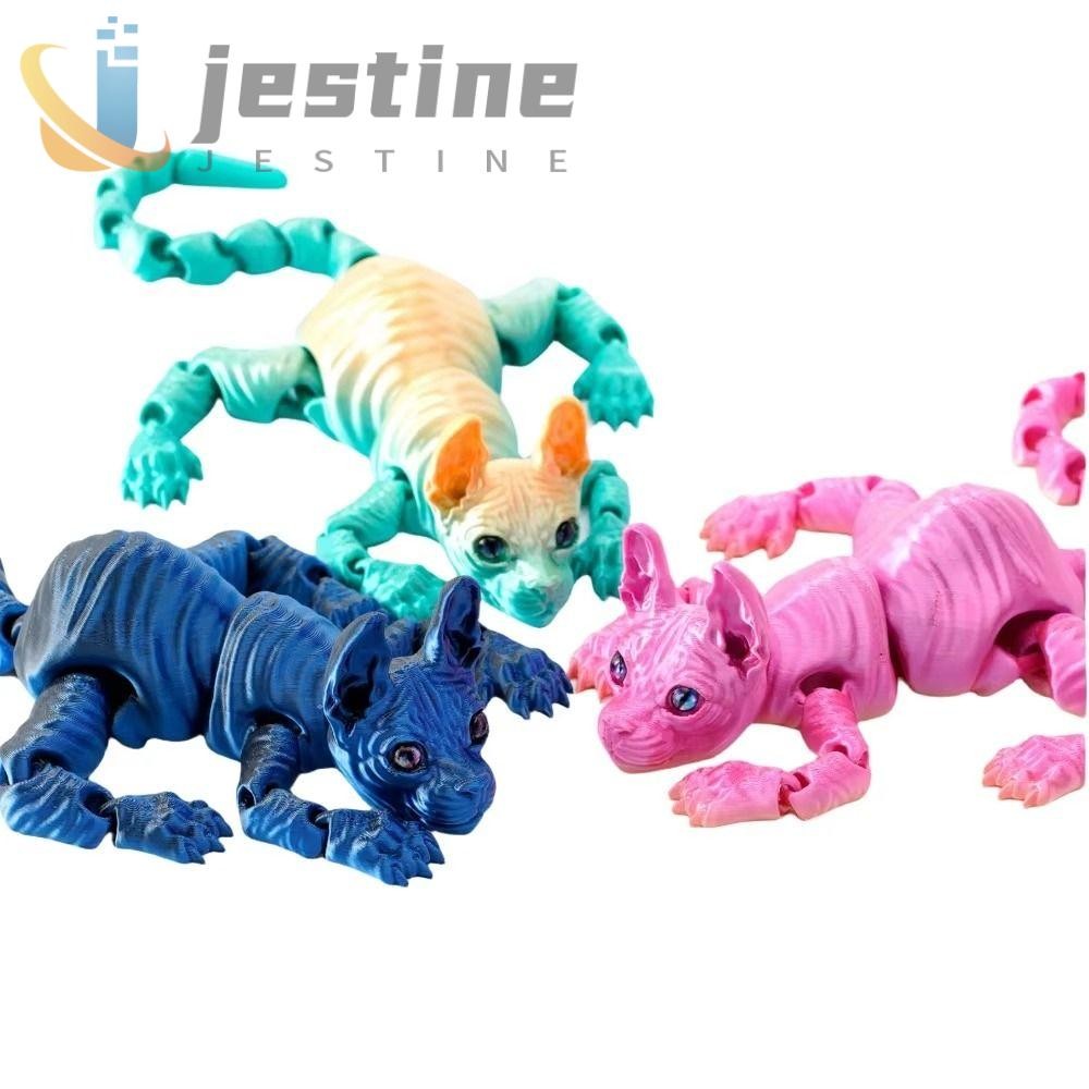JESTINE 3D Printed Cat, Siamese Kitten Multi-joint Mini Cat Figure ...