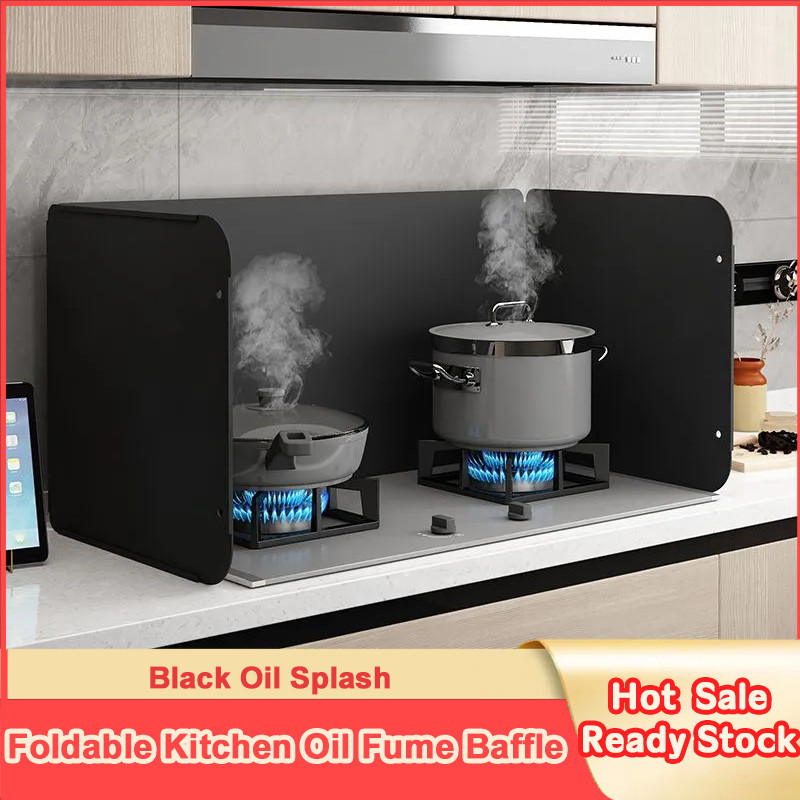 🔥Ready Stock🔥Foldable Kitchen Oil Fume Baffle Black Oil Splash Guard ...