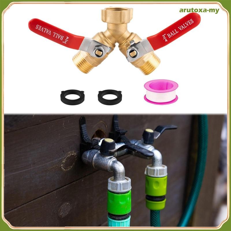 [ArutoxaMY] Brass Garden Hose Splitter Tap Adaptor with on/Off Valves ...