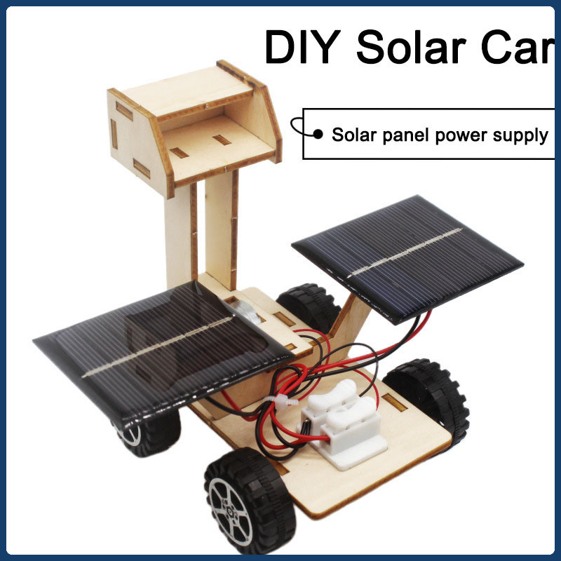 Creative DIY Wooden solar lunar rover model handmade Learning ...