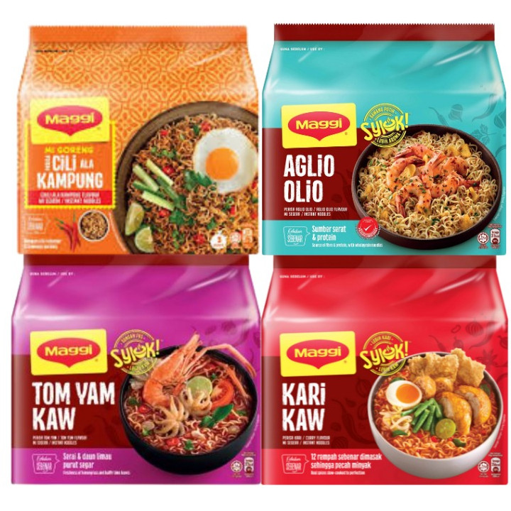 Maggi Syiok Assorted Instant Noodles 5 Packs – Tom Yam, Aglio Olio ...