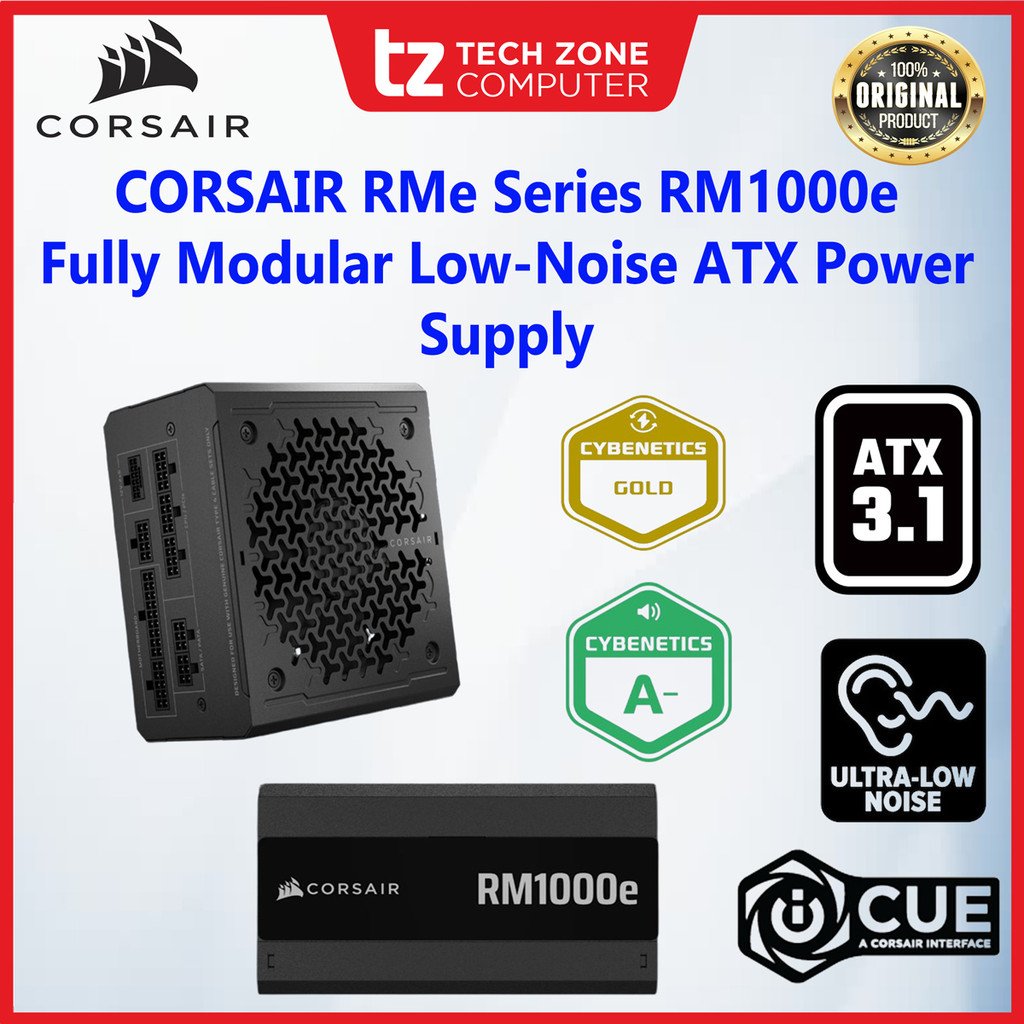 Corsair RMe Series RM1000e ATX 3.1 Cybernetics GOLD Fully Modular ATX ...