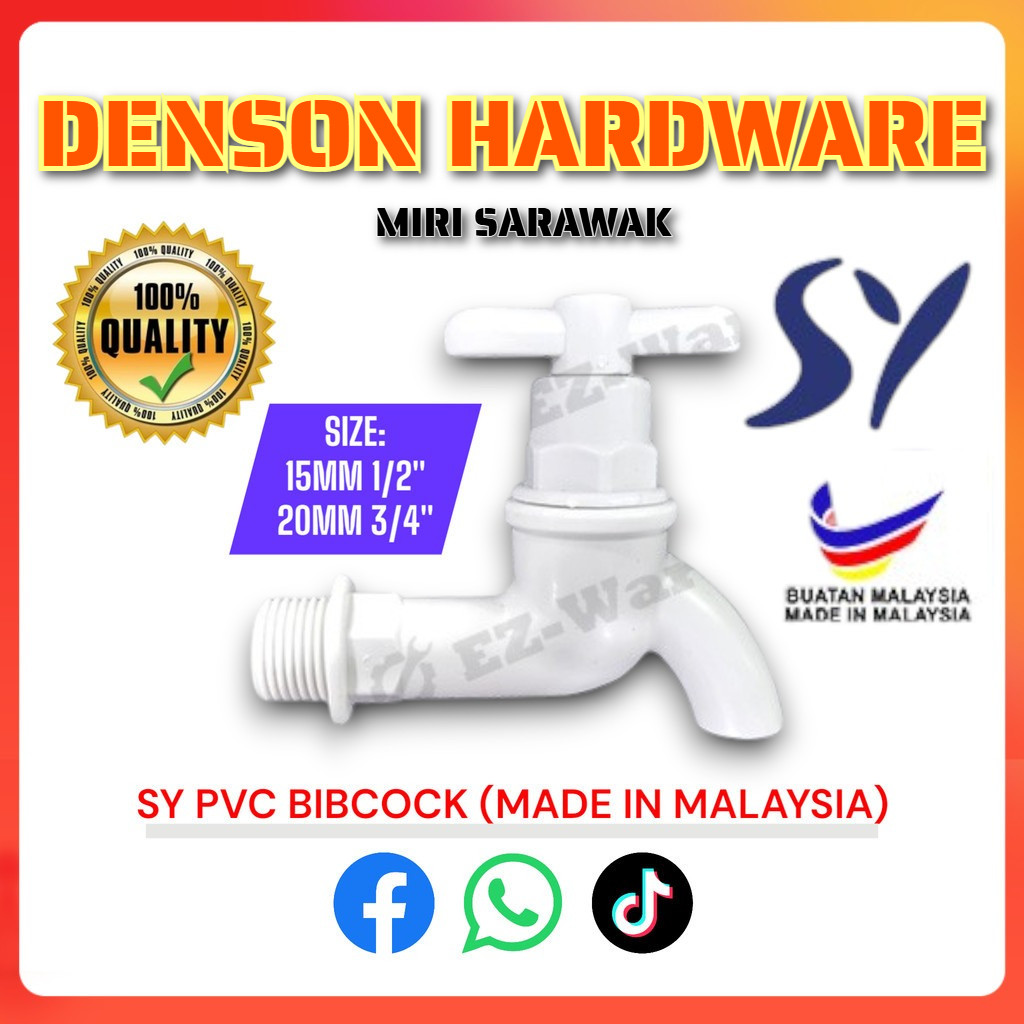 1/2" (15mm) / 3/4" (20mm) SY PVC Water Tap Bibcock / Plastic Bib Tap ...