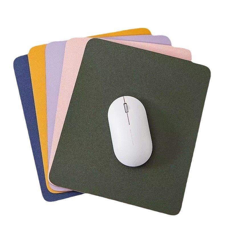 Portable Leather Mouse Pad Coaster Anti-slip Solid Color Simple Laptop ...