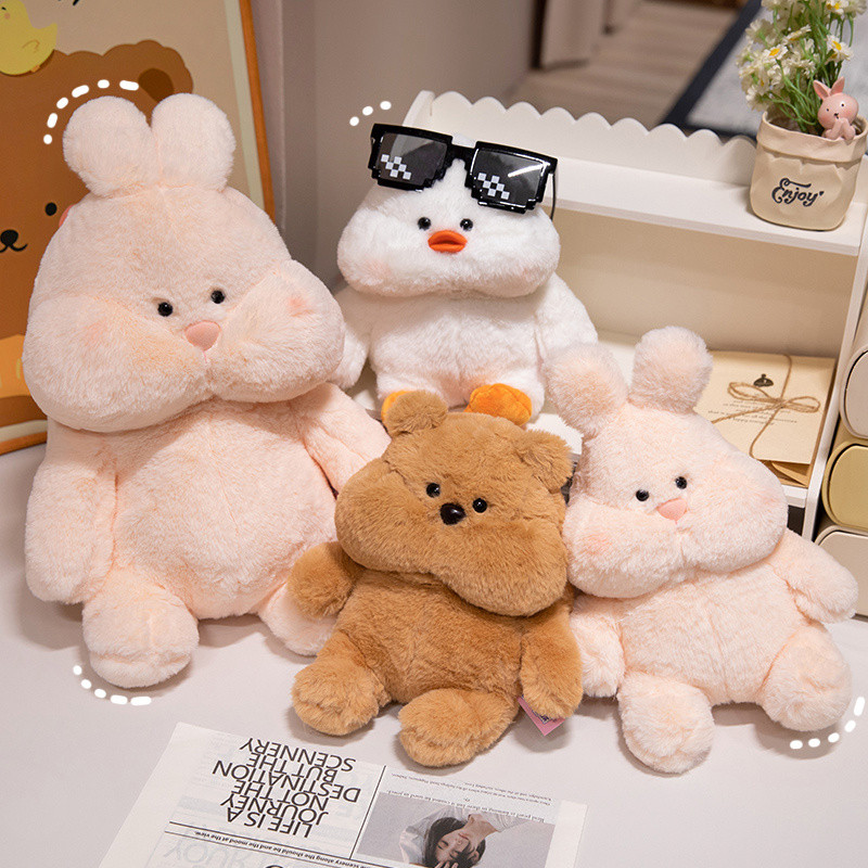 Cute cartoon rabbit duck teddy bear plush toy chubby plush animal ...