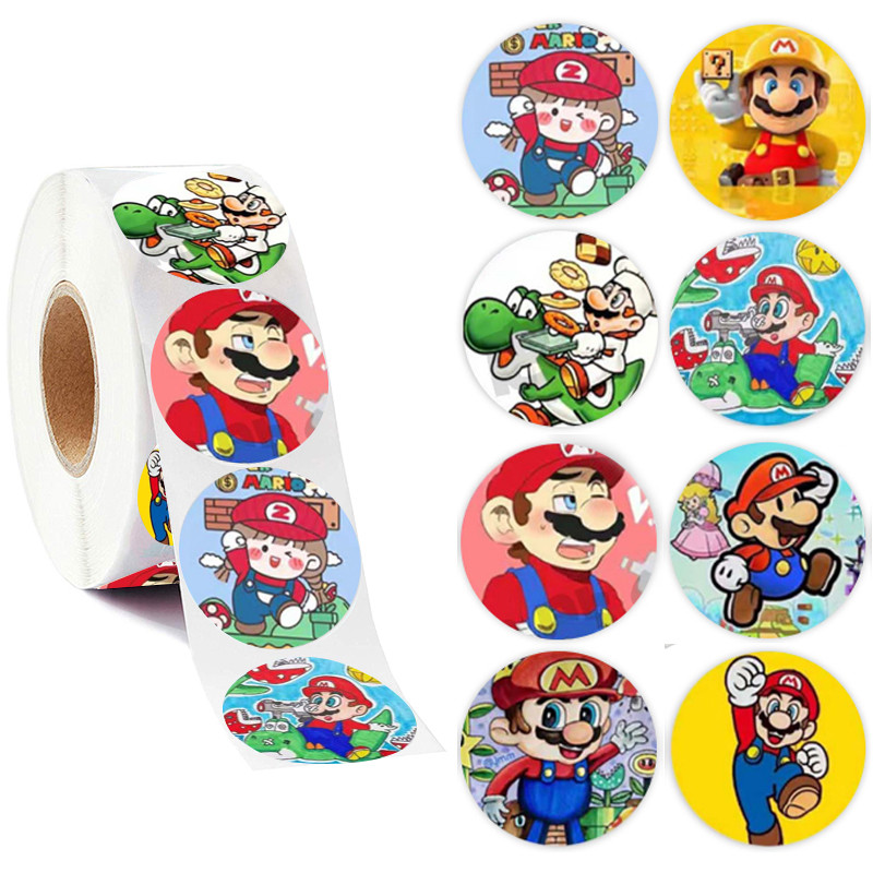 500pcs/roll 2024 Classic Game Super Mario New Roll Sealing Sticker ...