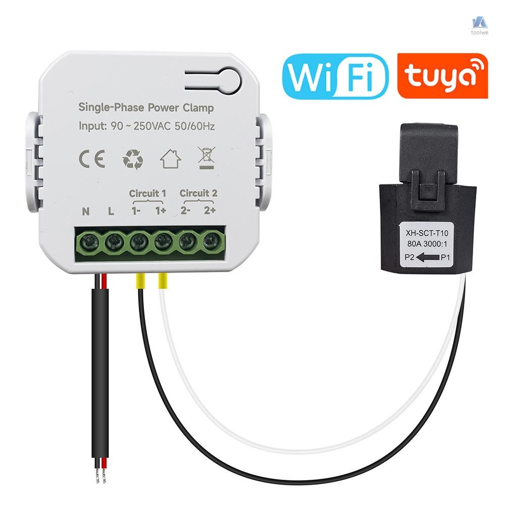 Tuya Wifi Single-phase Energy Meter 80A with CT Clamp Cellphone App Kwh ...