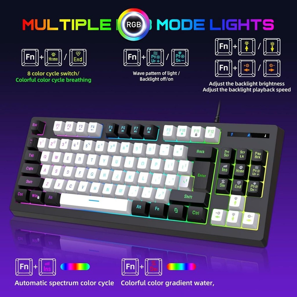 keyboard gaming Wired RGB Streamer Gaming Keyboard Adjustable Backlit ...