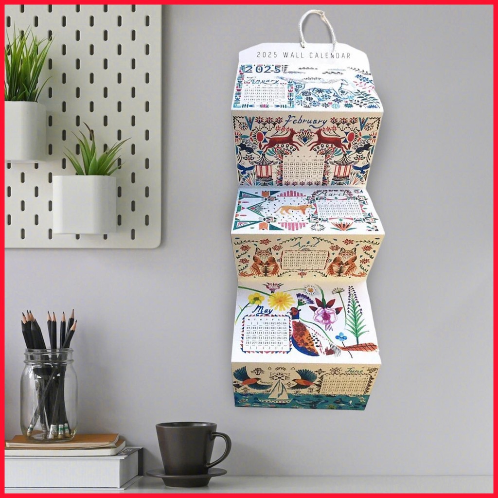 12 Month Wall Calendar Animal Illustrations Long Monthly Calendar Wall ...