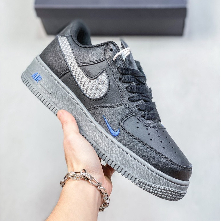 Nike Air Force 1 sneakers kasual rendah rendah kelabu hitam | Shopee ...
