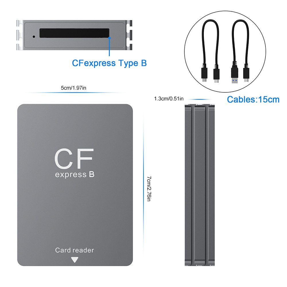 CFexpress Type B Card Reader USB 3.2 10Gbps with USB C To USB C/A Cable ...