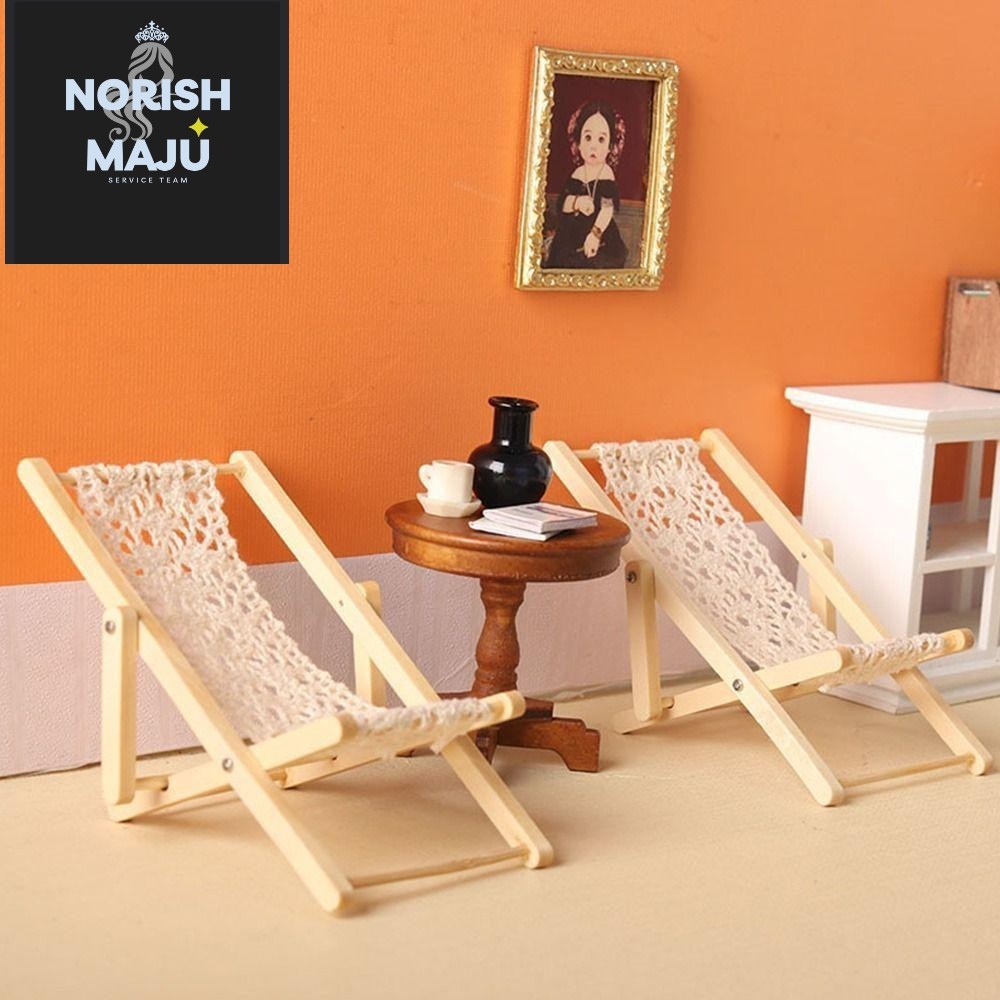 MiniUtensilAndTools 2PCS Dollhouse Beach Chair, 1:12 Wood Doll Lounge ...