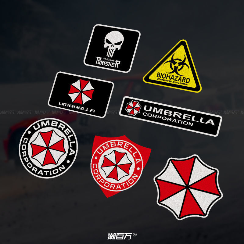 Resident Evil Umbrella Creative Sticker Punisher Car Reflective Sticker ...